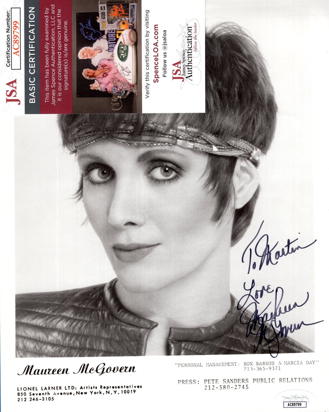 Maureen Mcgovern Singer Hand Signed Autograph 8x10 Photo With JSA COA ...