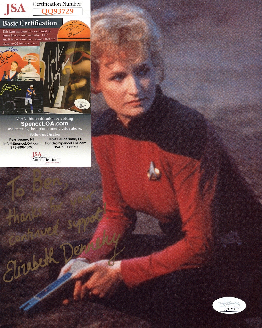 Elizabeth Dennehy Star Trek Next Generation Hand Signed Autograph 8x10 ...