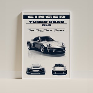 Porsche Singer DLS Poster, Porsche, Singer, Retro, Print, Car ...