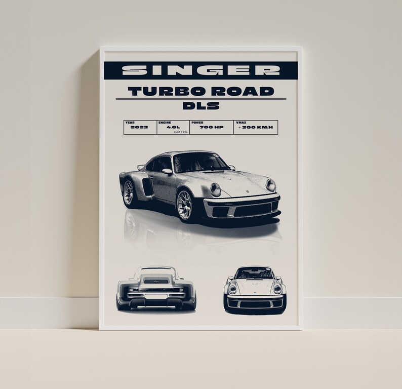 Porsche Singer DLS Poster, Porsche, Singer, Retro, Print, Car ...