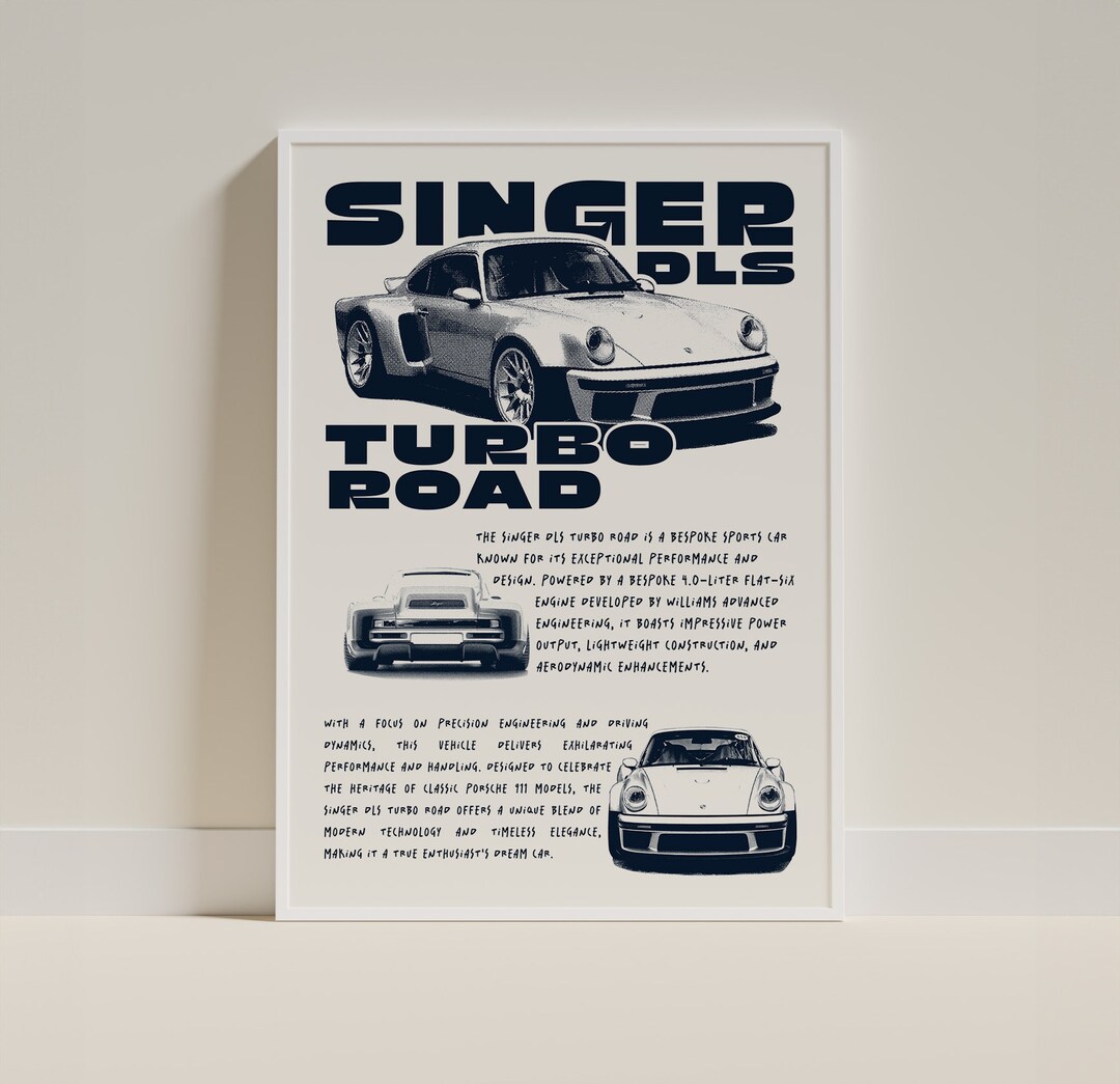 Porsche Singer DLS Poster, Porsche, Singer, Retro, Print, Car ...