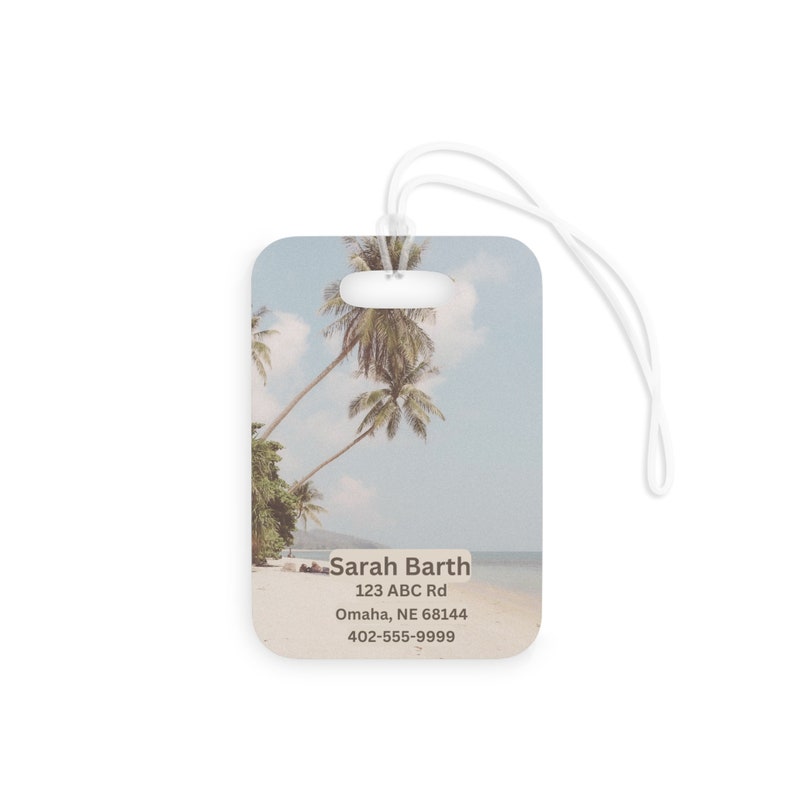 Vintage Beach Travel Lover Luggage Tag, Custom Bag Tag, Personalized ...