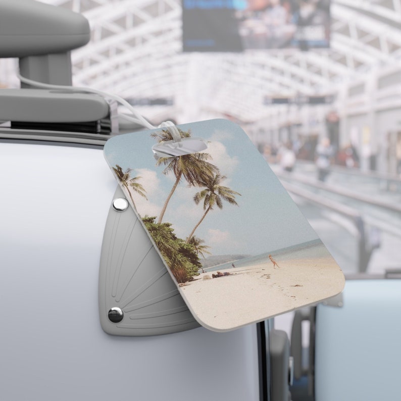 Vintage Beach Travel Lover Luggage Tag, Custom Bag Tag, Personalized ...