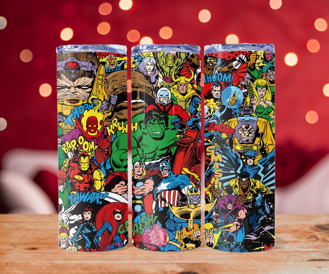 Marvel Superheroes 20 Oz. Skinny Tumbler With Sliding Lid and Reusable ...