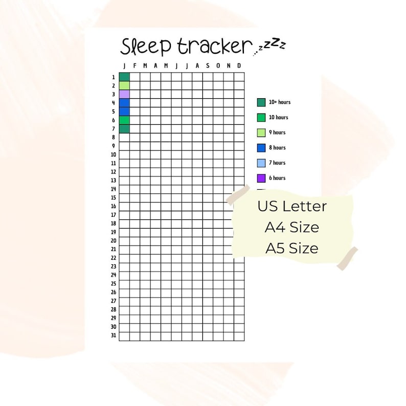 PRINTABLE Sleep Tracker Bullet Journal Printable Sleep Analysis and Log ...
