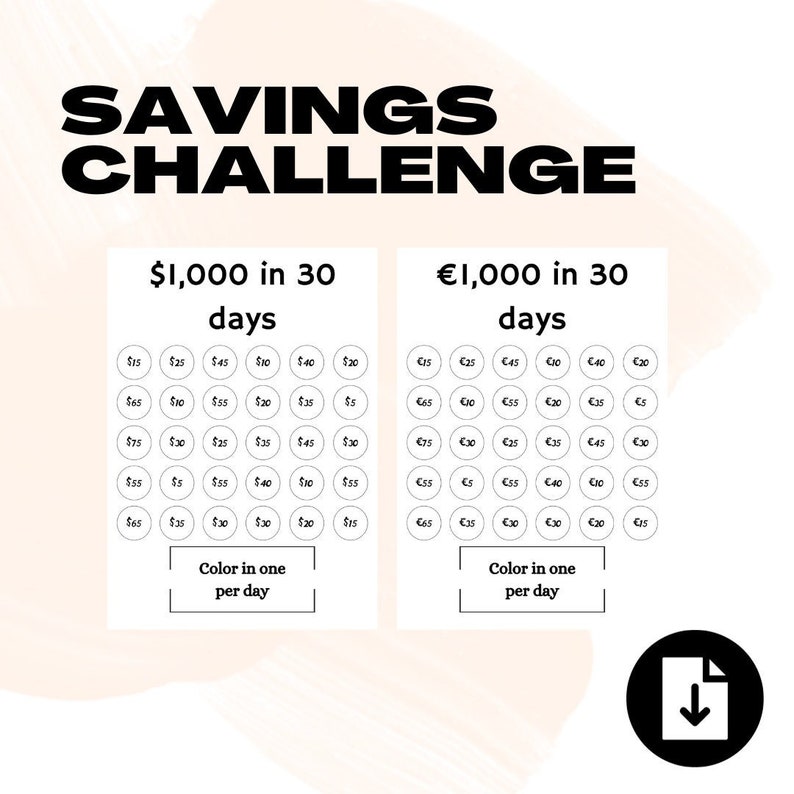 PRINTABLE Money Saving Challenge, Savings Tracker Printables, Savings ...