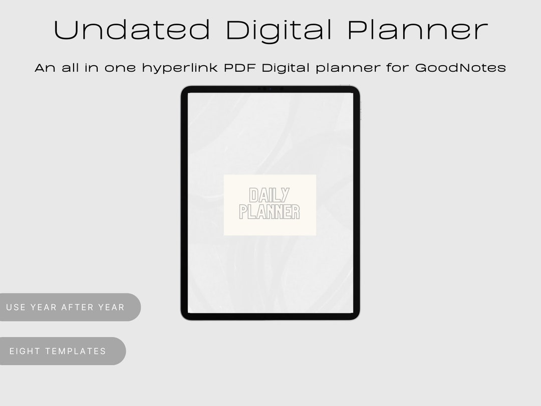 Undated Digital Planner Grey, Goodnotes Planner, iPad Planner, Daily ...