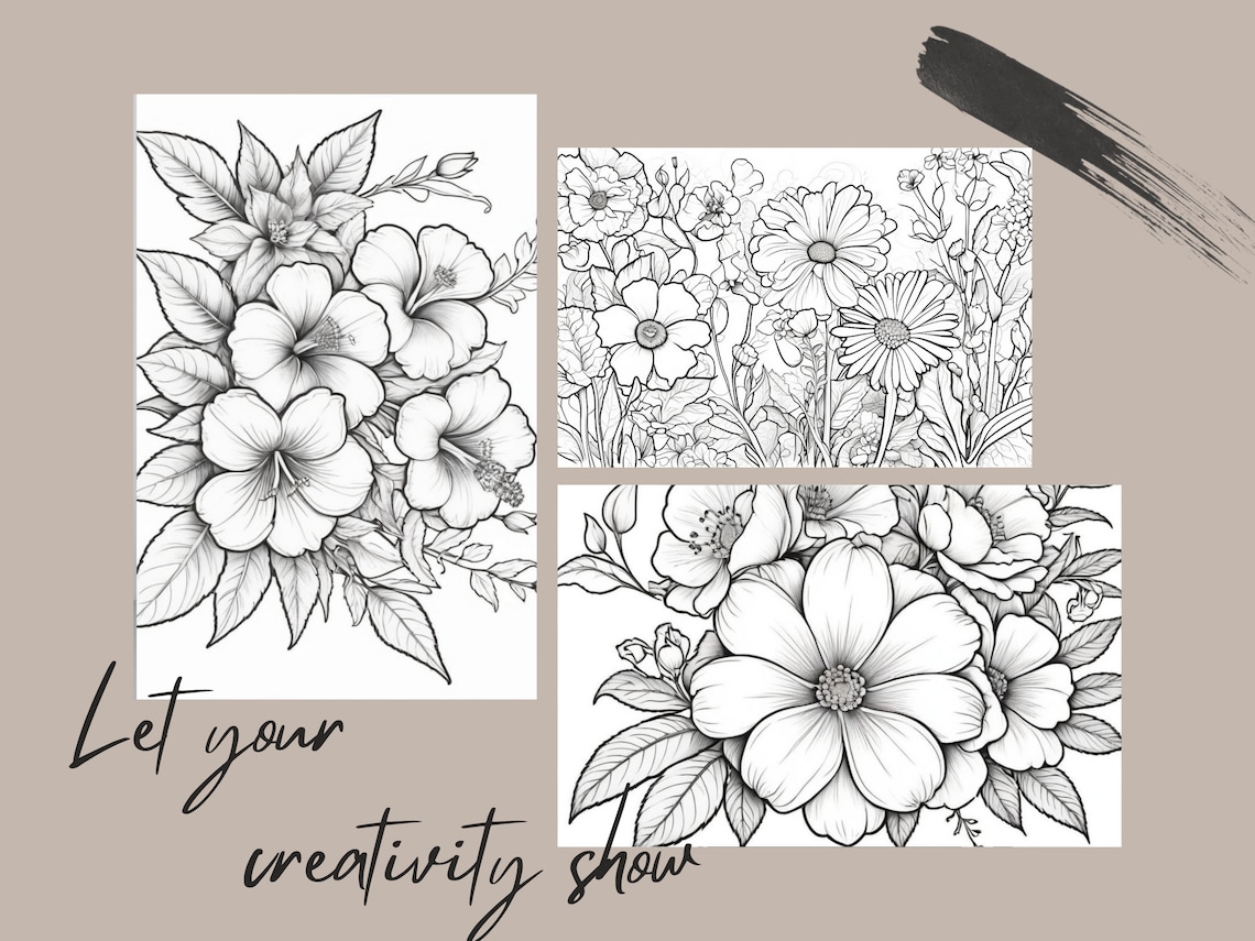 Printable Floral Coloring Sheet, Flower Printable Color Sheet ...