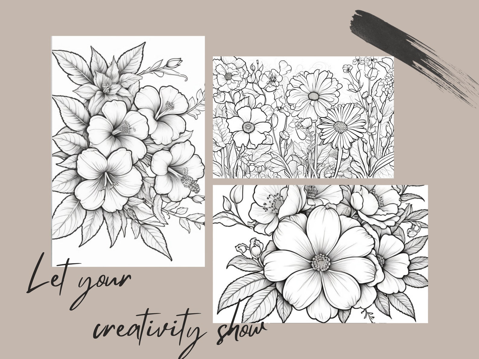 Printable Floral Coloring Sheet, Flower Printable Color Sheet ...