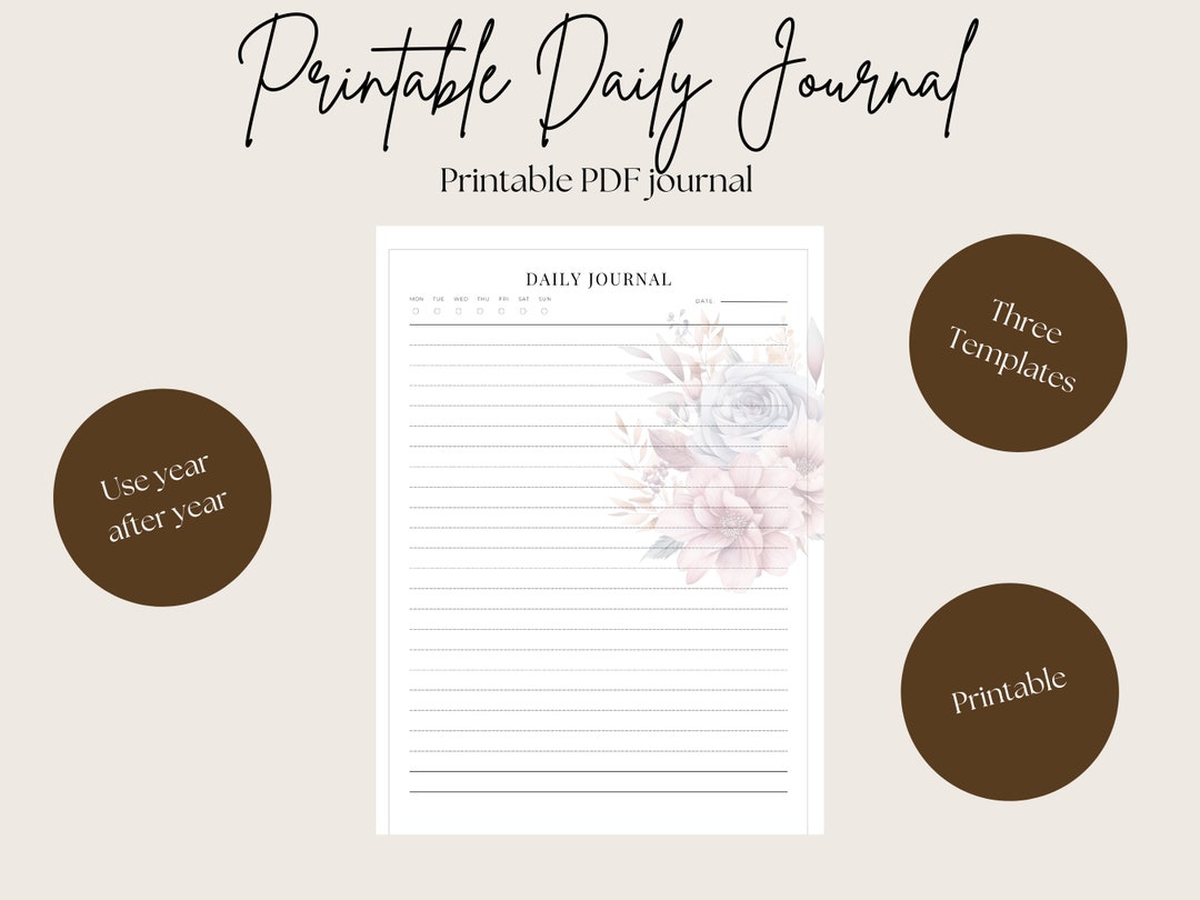 Printable Daily Journal, Daily Journal, Weekly Journal, Journal ...