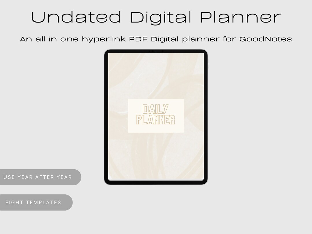 Undated Digital Planner Beige, Goodnotes Planner, iPad Planner, Daily ...