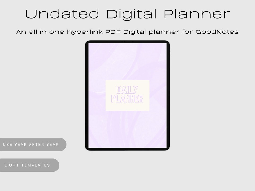 Undated Digital Planner Lavender, Goodnotes Planner, iPad Planner ...