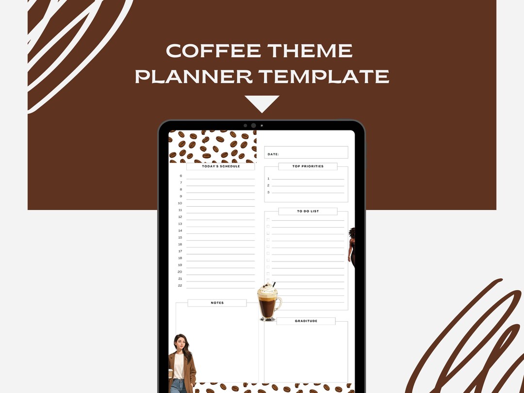 Planner Template Coffee Theme, Daily Planner, Weekly Planner, Planner ...