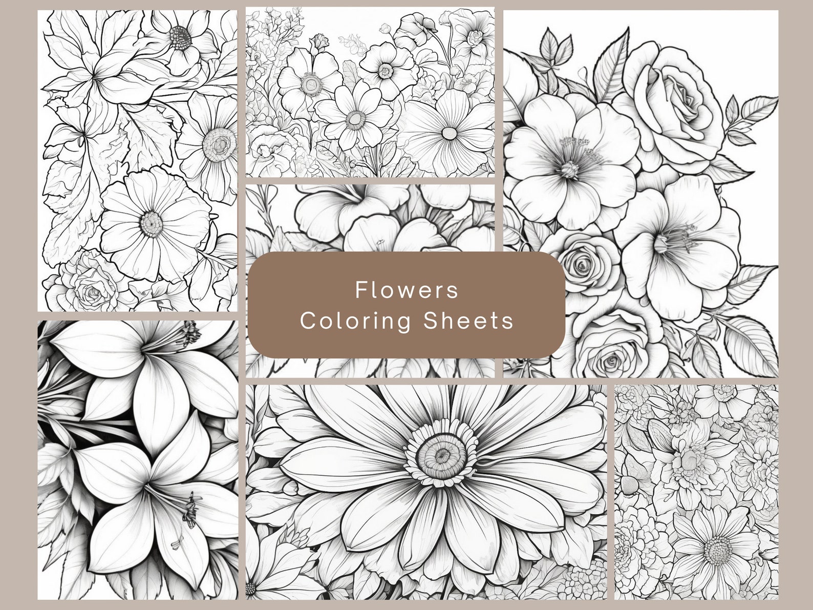 Printable Floral Coloring Sheet, Flower Printable Color Sheet ...