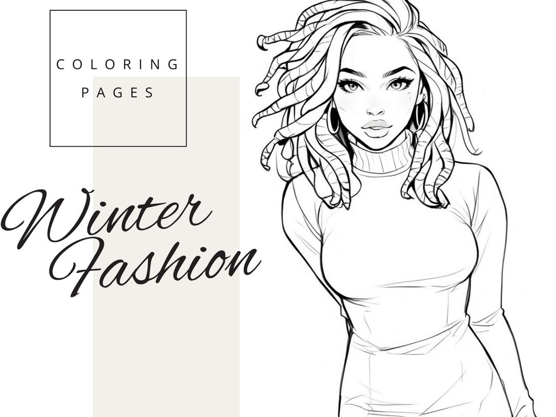 Winter Fashion Girls 2, Digital Coloring Book, Coloring Pages, Women ...