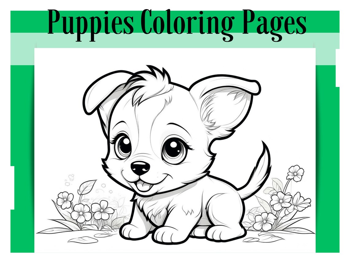 17 Cute Puppies Digital Coloring Book, Coloring Pages, Puppy Printable ...