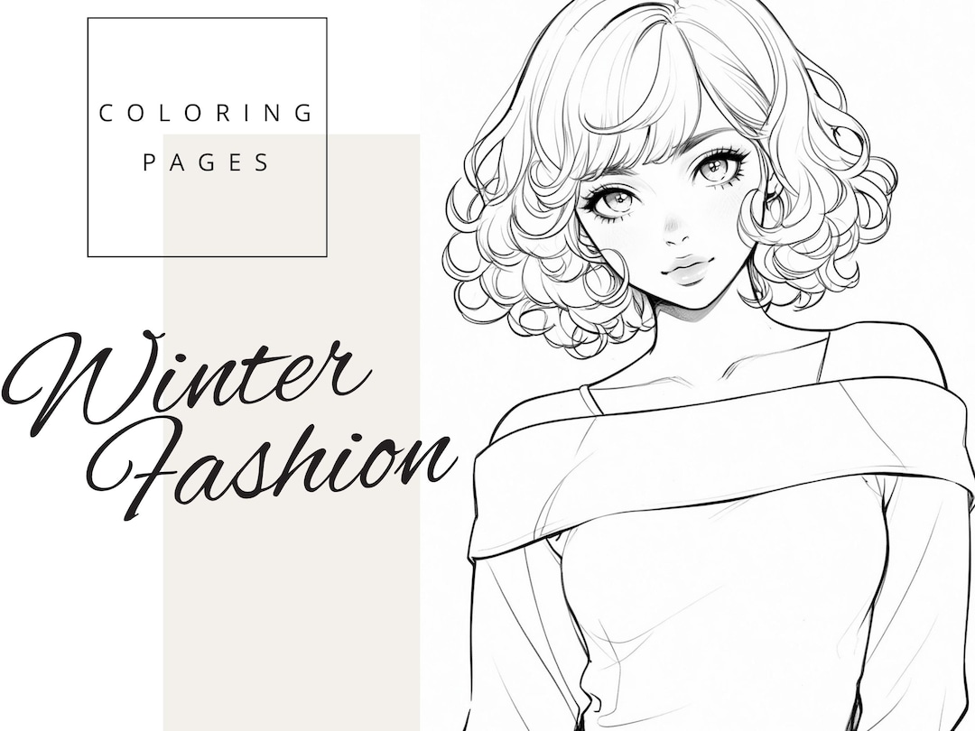 Winter Fashion Girls, Digital Coloring Book, Coloring Pages, Women ...