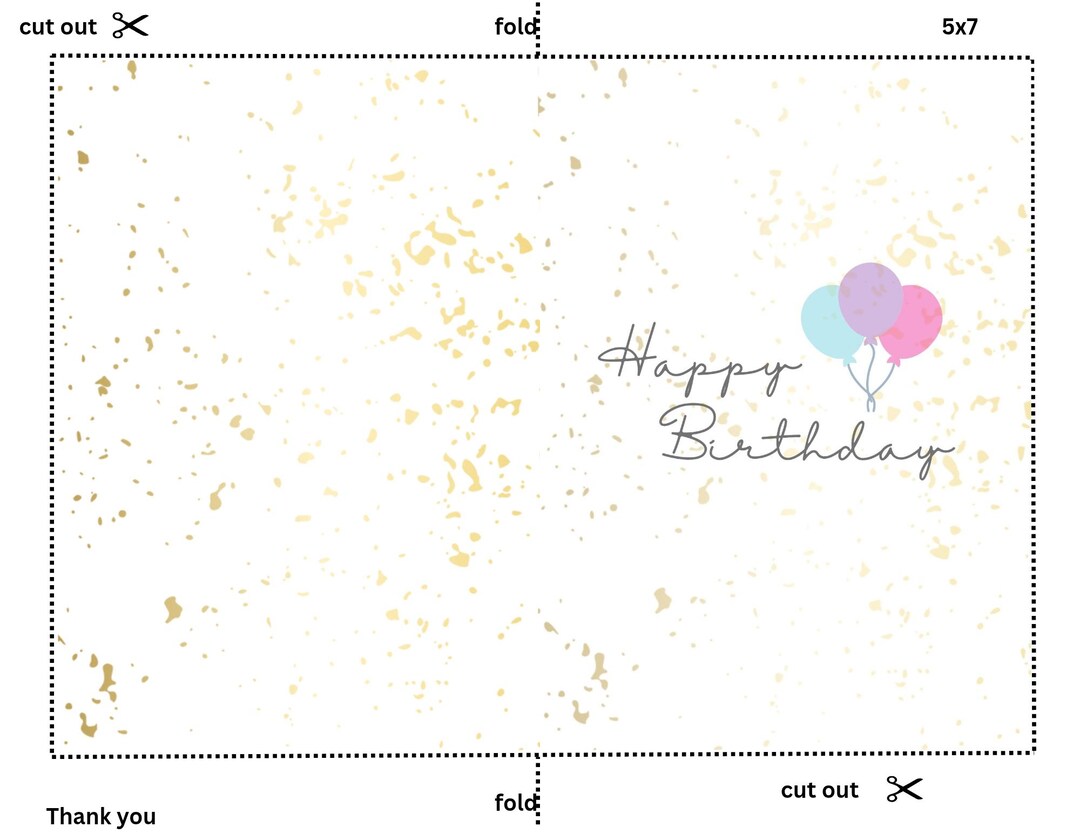Printable Birthday Card Golden Flake - Etsy