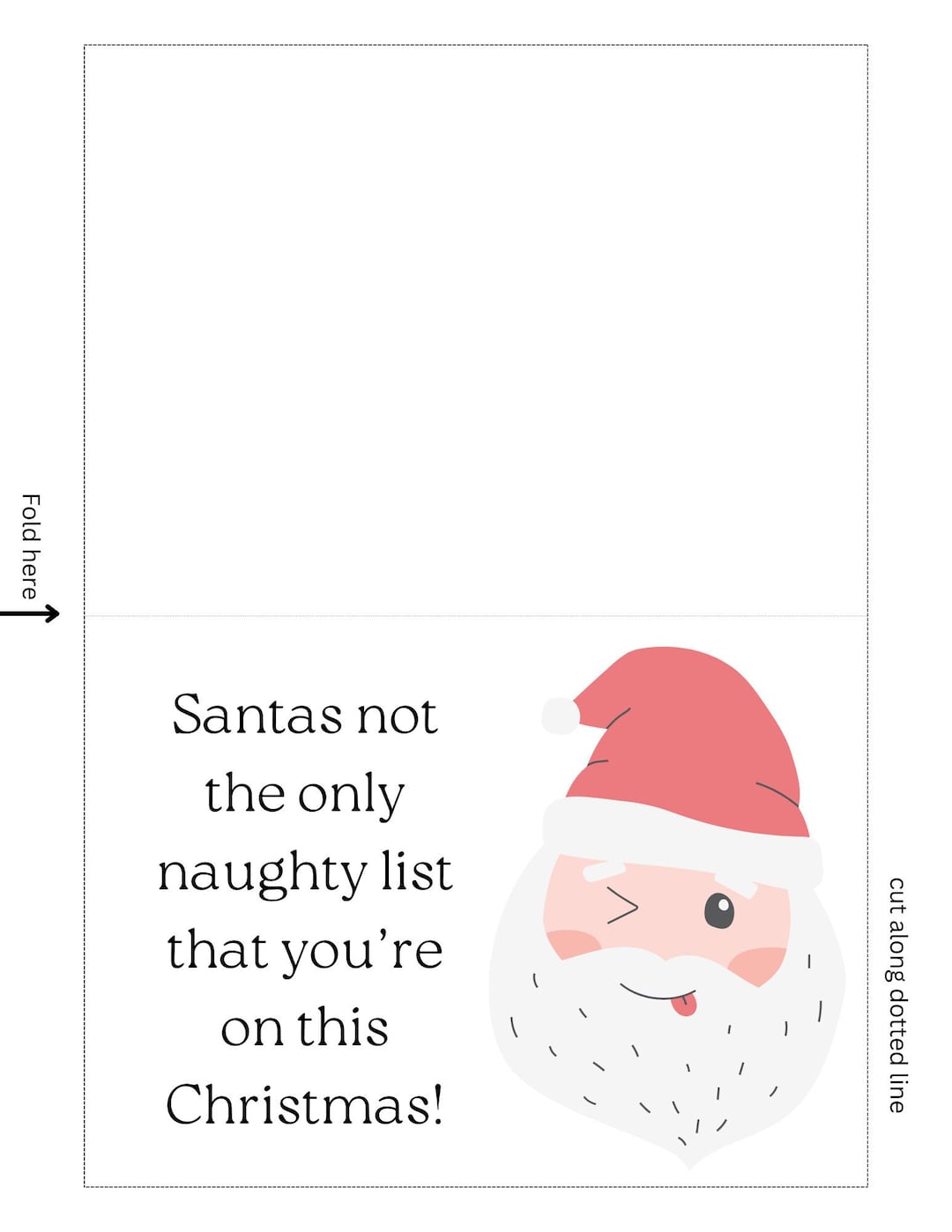 Funny Christmas Card, Naughty List, Christmas, Greeting Card, Blank ...