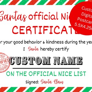 Santas Nice List Certificate for Kids, Santa Mail - Etsy