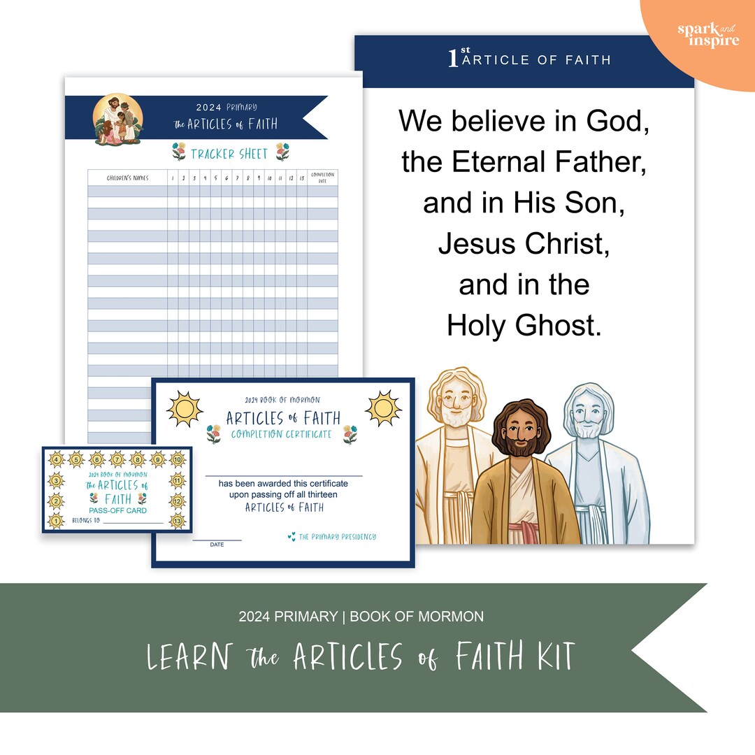 2024 Primary Articles of Faith Kit - Etsy