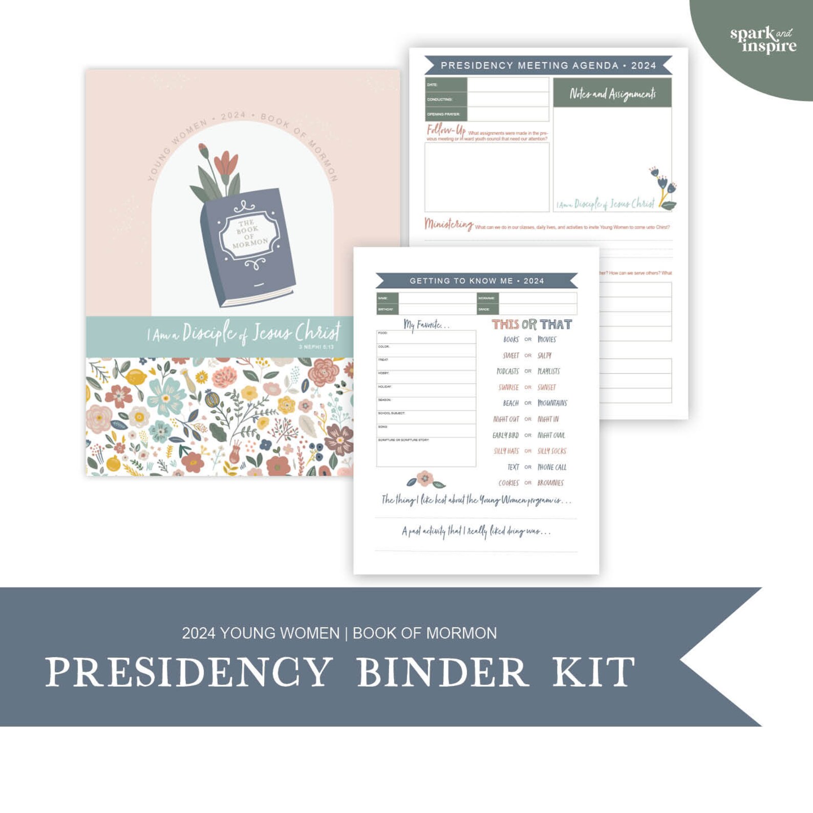 2024 Young Womens Book of Mormon Presidency Binder Kit - Etsy