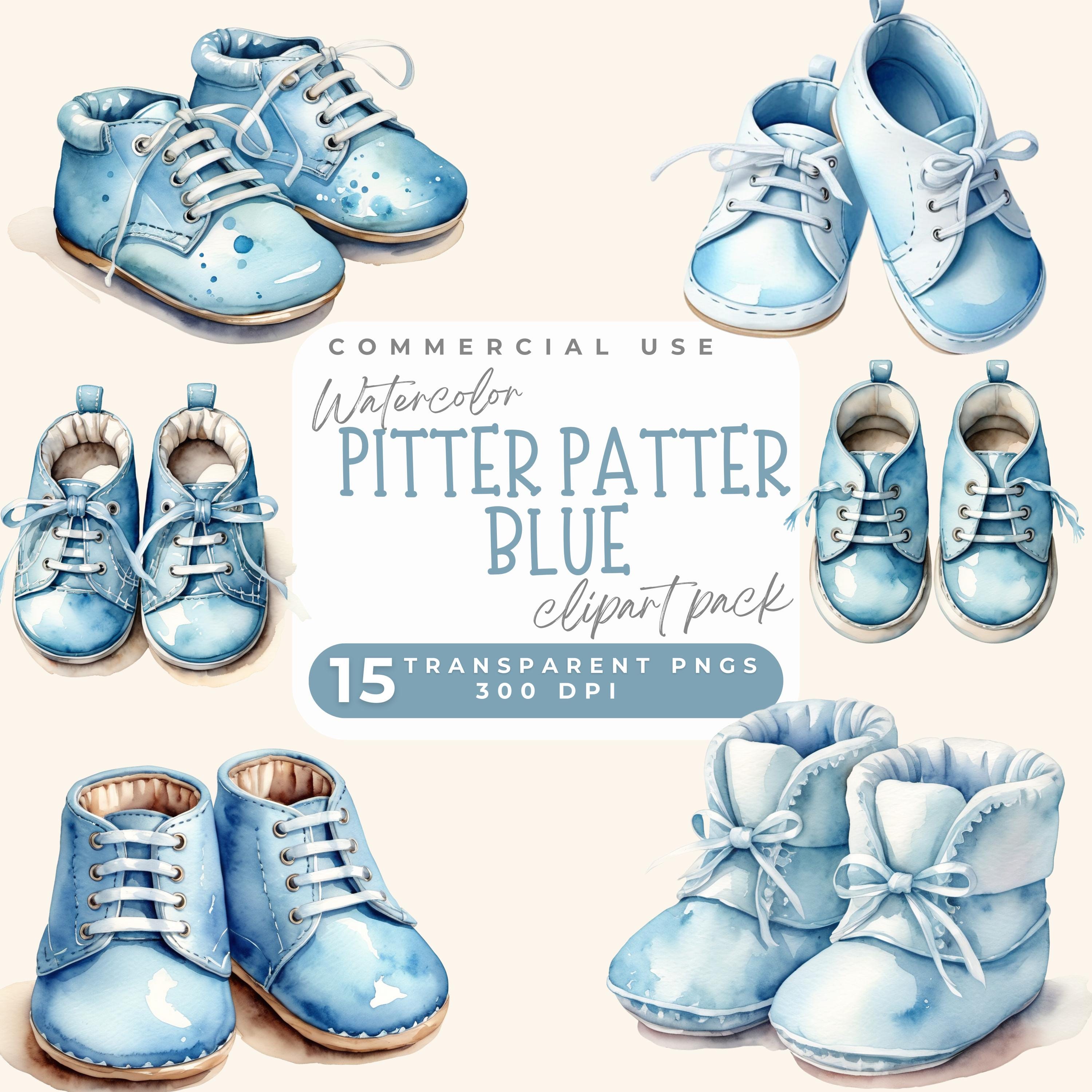 Watercolor Blue Baby Boy Shoe Clipart, Boy Newborn Nursery PNG, Baby ...