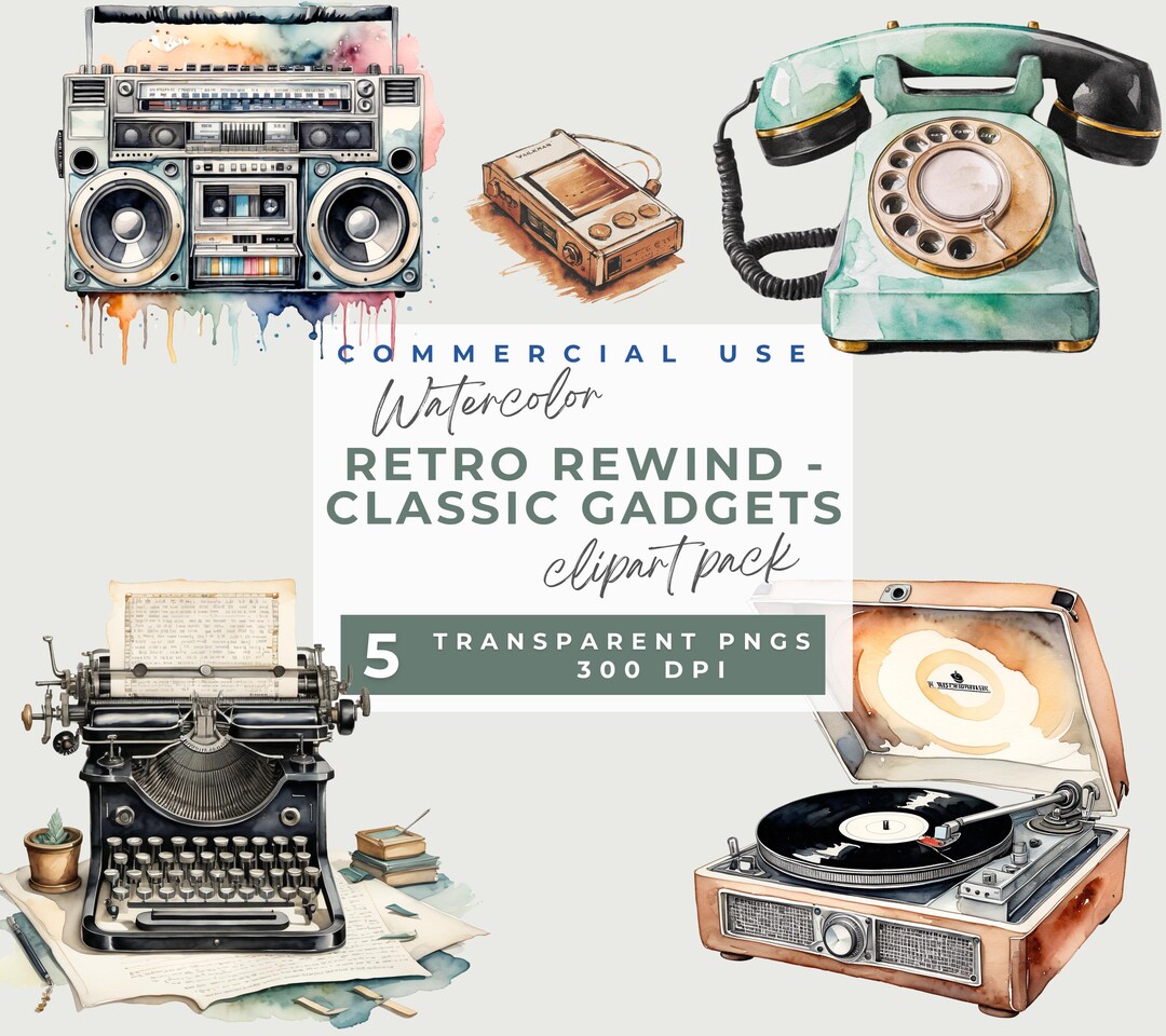 Retro Rewind Classic Gadgets Clipart, Retro Gadgets Clipart Pack ...