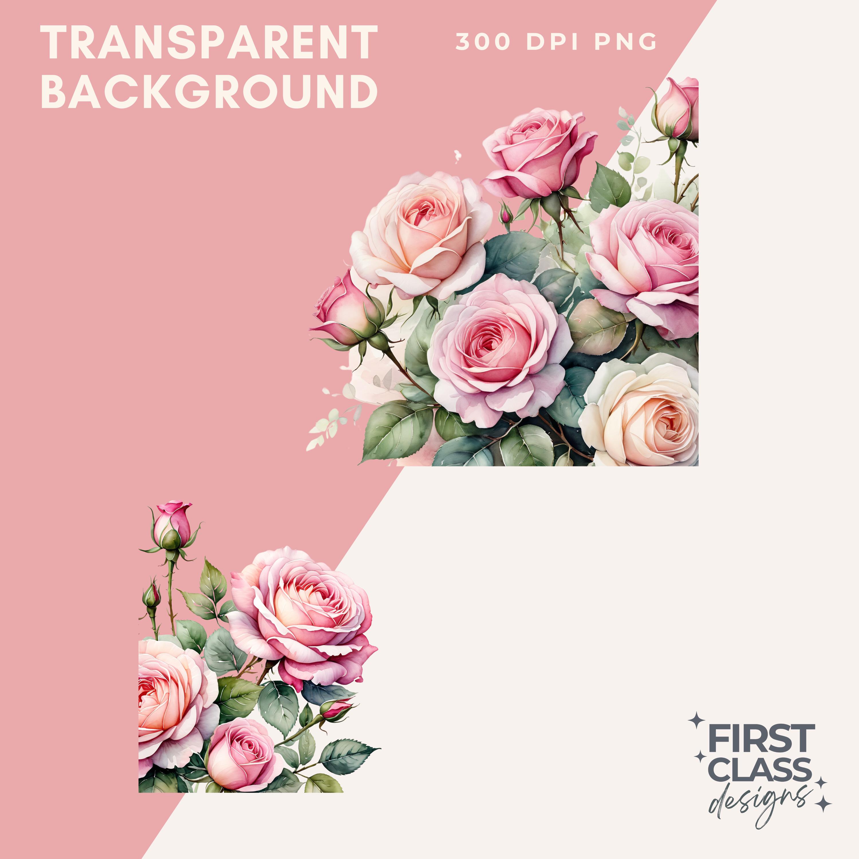 Pink Rose Corner Clipart, Pink Rose Floral Corner Border Clipart ...