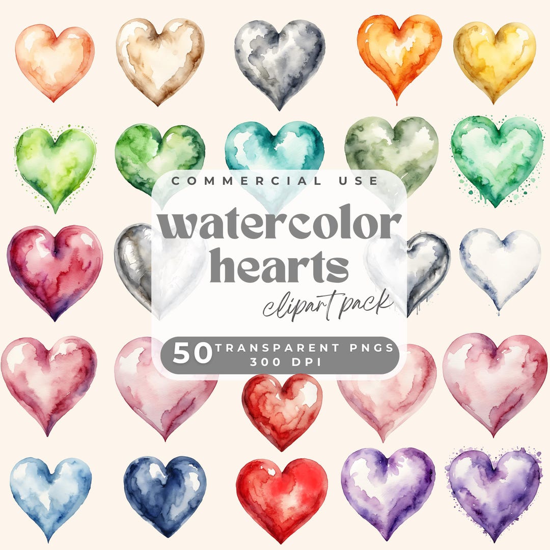 Watercolor Hearts Clipart, PNG Heart, Valentine's Day Clip Art ...