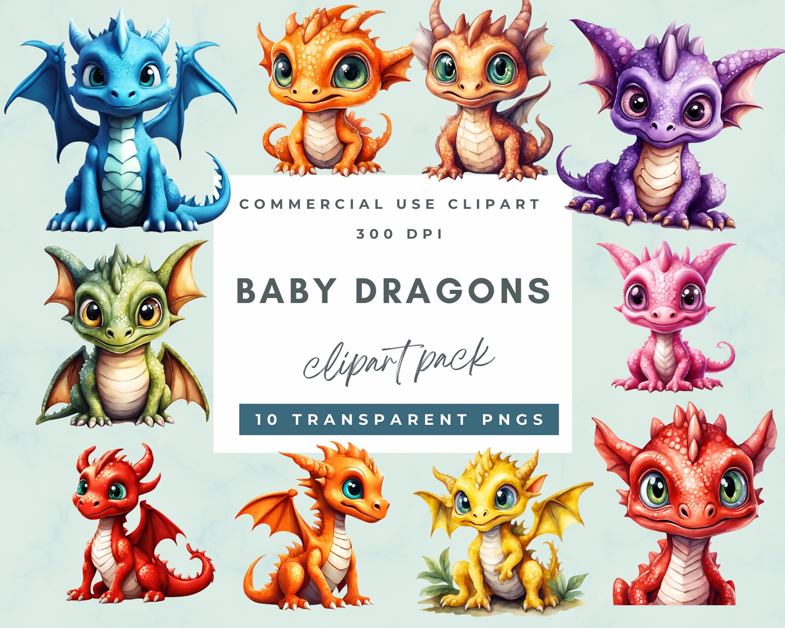 Baby Dragon Clipart, Fairy Tale Illustrations, Fantasy Clip Art, Paper ...