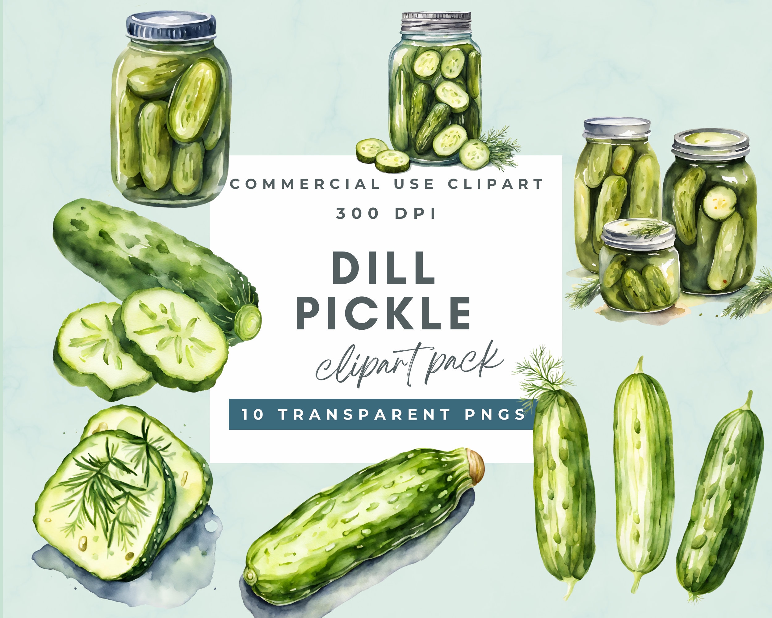 Dill Pickle Clipart, Pickle Watercolor Clipart, Pickles Clipart ...