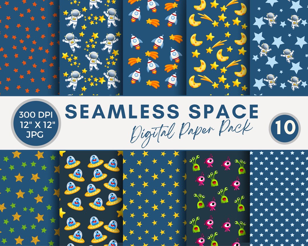 Space Digital Papers, Seamless Space Paper Pack, Astronaut Digital ...