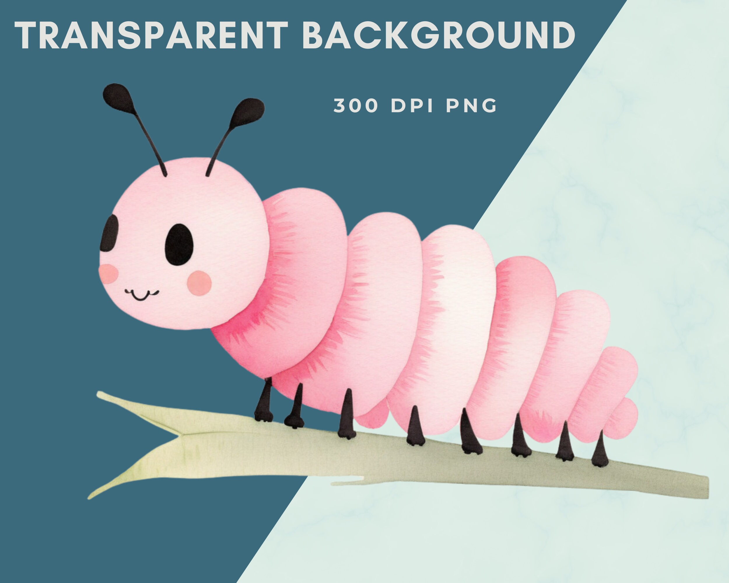 Watercolor Caterpillar Clipart Pink Caterpillar Clipart Spring Bug ...