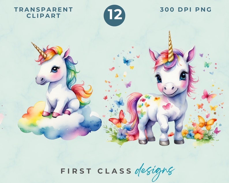 Baby Unicorn Watercolor Clipart Unicorn Сlipart Cute Unicorn PNG, Baby ...