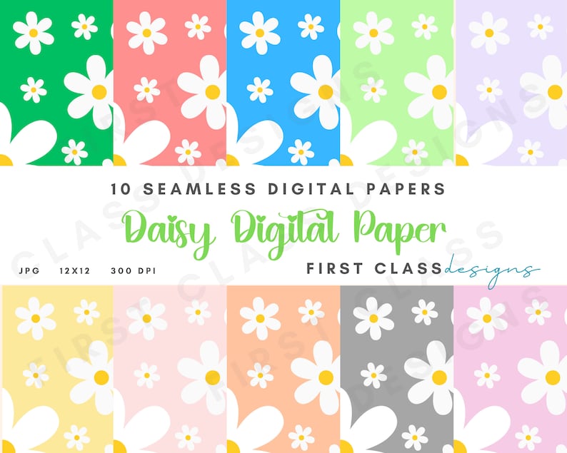 Daisy Background Digital Paper Patterns Daisies Printable Seamless ...