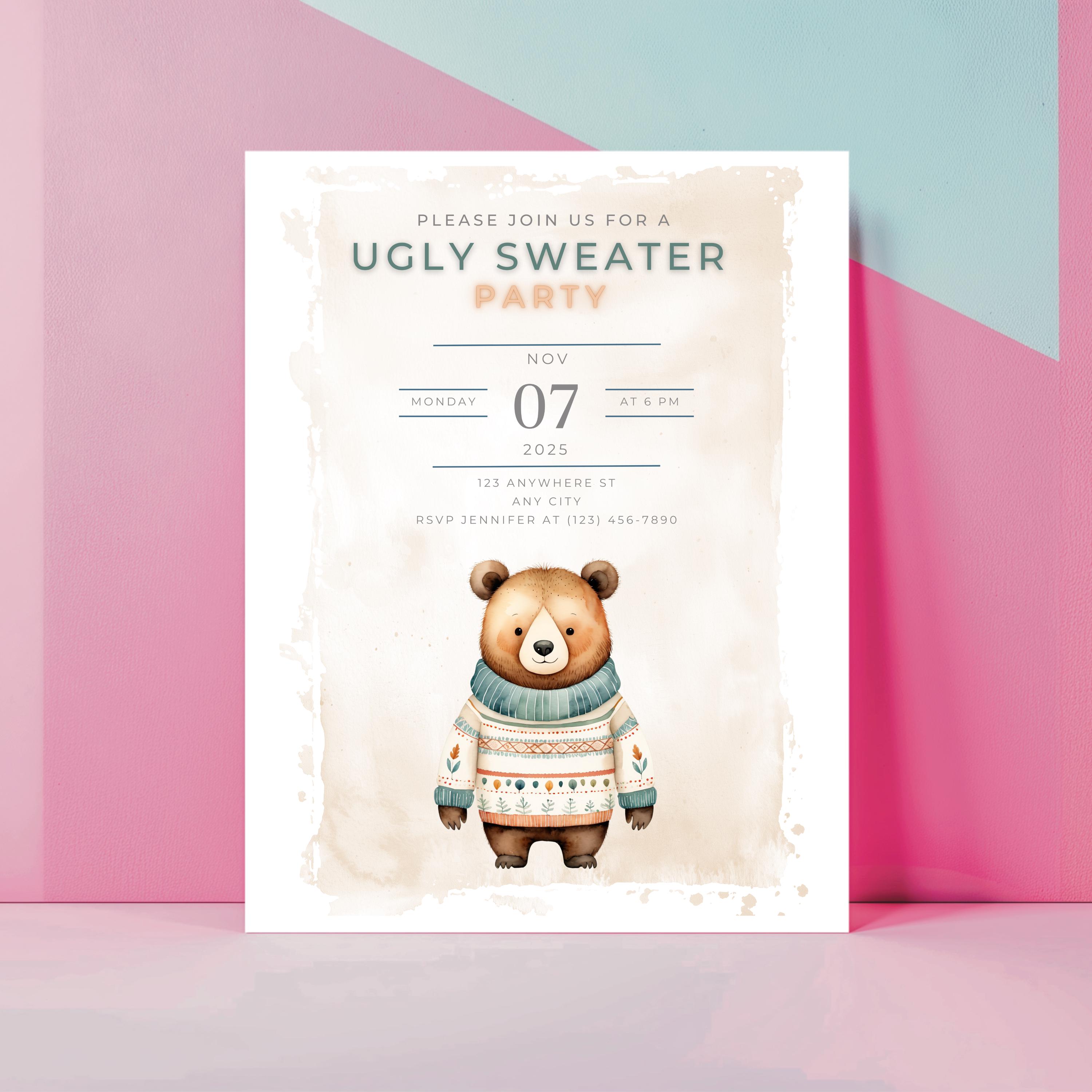 Bear With Sweater Clipart, Woodland Animal in Sweater PNG, Cute Bear ...