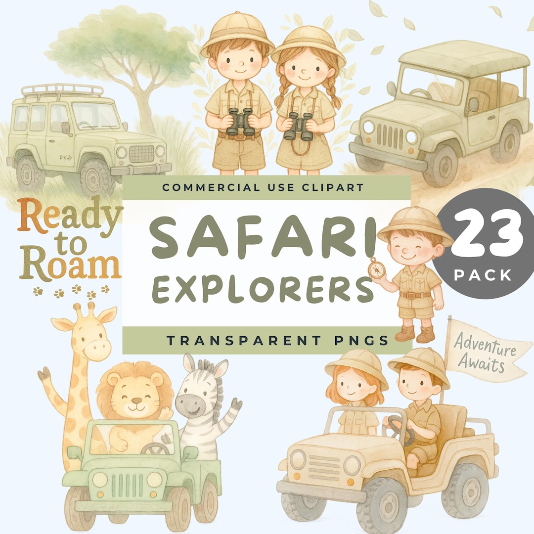 Watercolor Safari Clipart, Jungle Explorer Clipart PNG, Safari ...