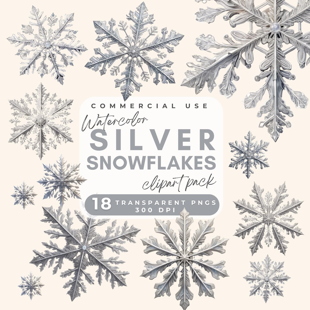 Snowflake Clipart Watercolor Snow Flakes Clip Art Silver Snowflakes ...
