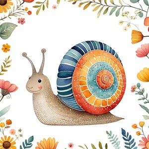 Cute Snail Clipart, Cute Whimsy Watercolor Snail Clip Art Illustration ...