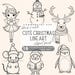 Cute Christmas Line Art Clipart, Cute Fine Art Line Clipart Christmas ...