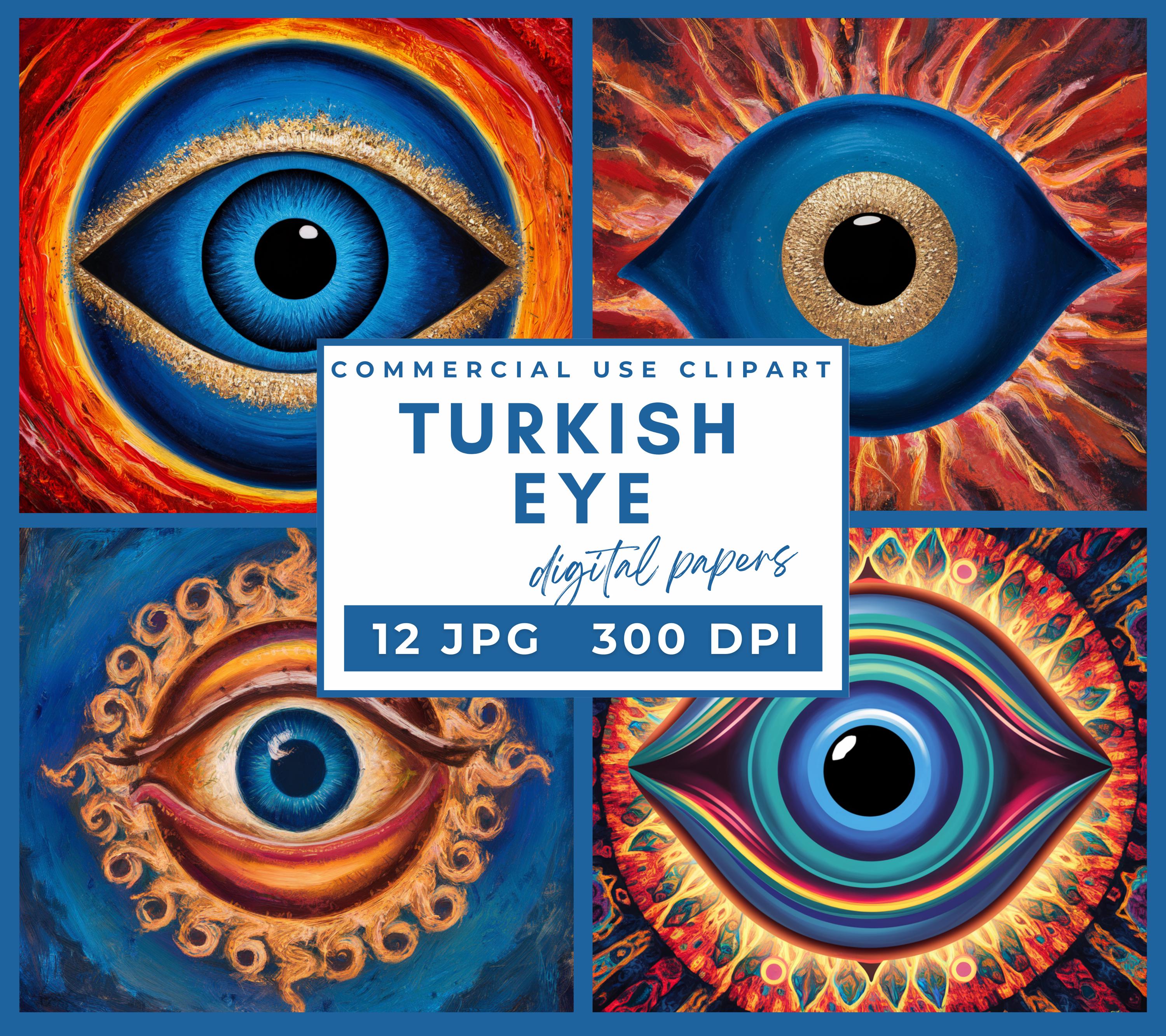 Turkish Eye Digital Papers, Evil Eye Paper Pack, Turkish Eye JPG, Evil ...