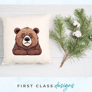 Grumpy Brown Bear Clipart, Digital Line Art Grumpy Bear Printable PNG ...