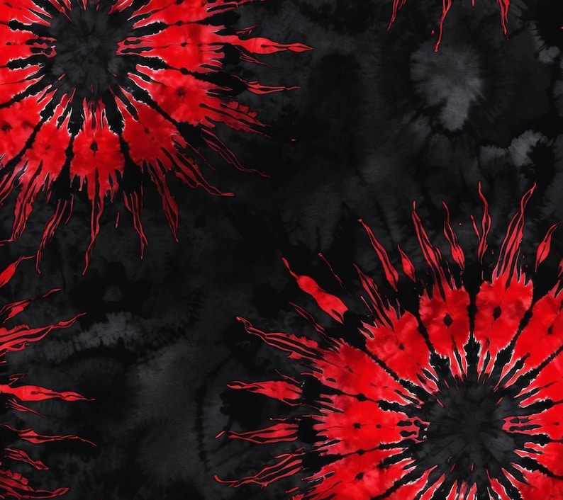 Red and Black Tie Dye Digital Paper, Red and Black Tie-dye Swirl ...