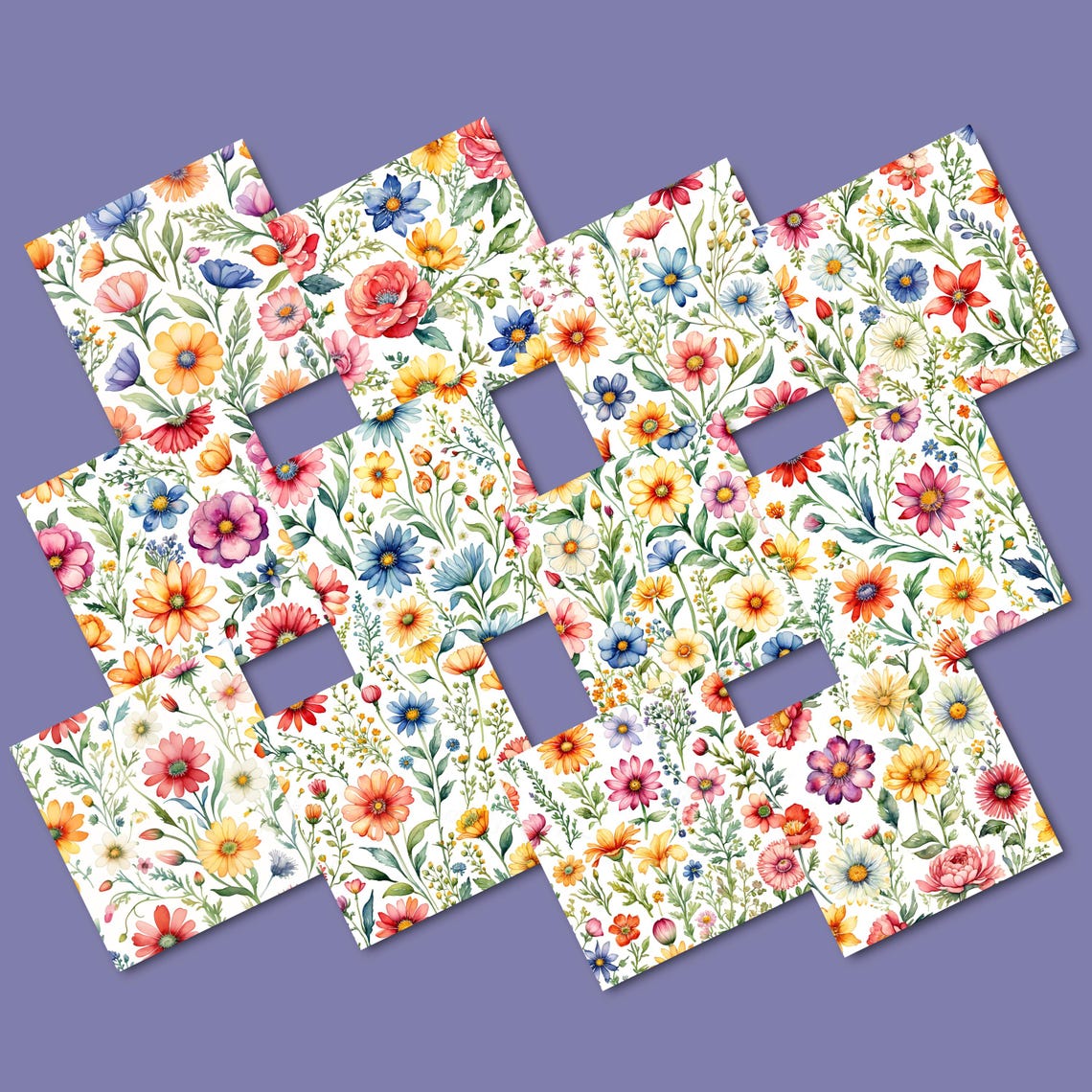 Bright Blooms Floral Digital Papers Seamless Patterns JPG, Bright ...