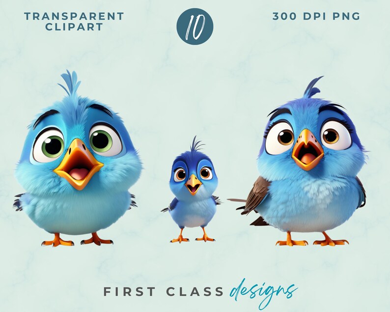 Funny Bird Clipart Bundle, Funny Bird Png, Surprised Birds Clipart ...