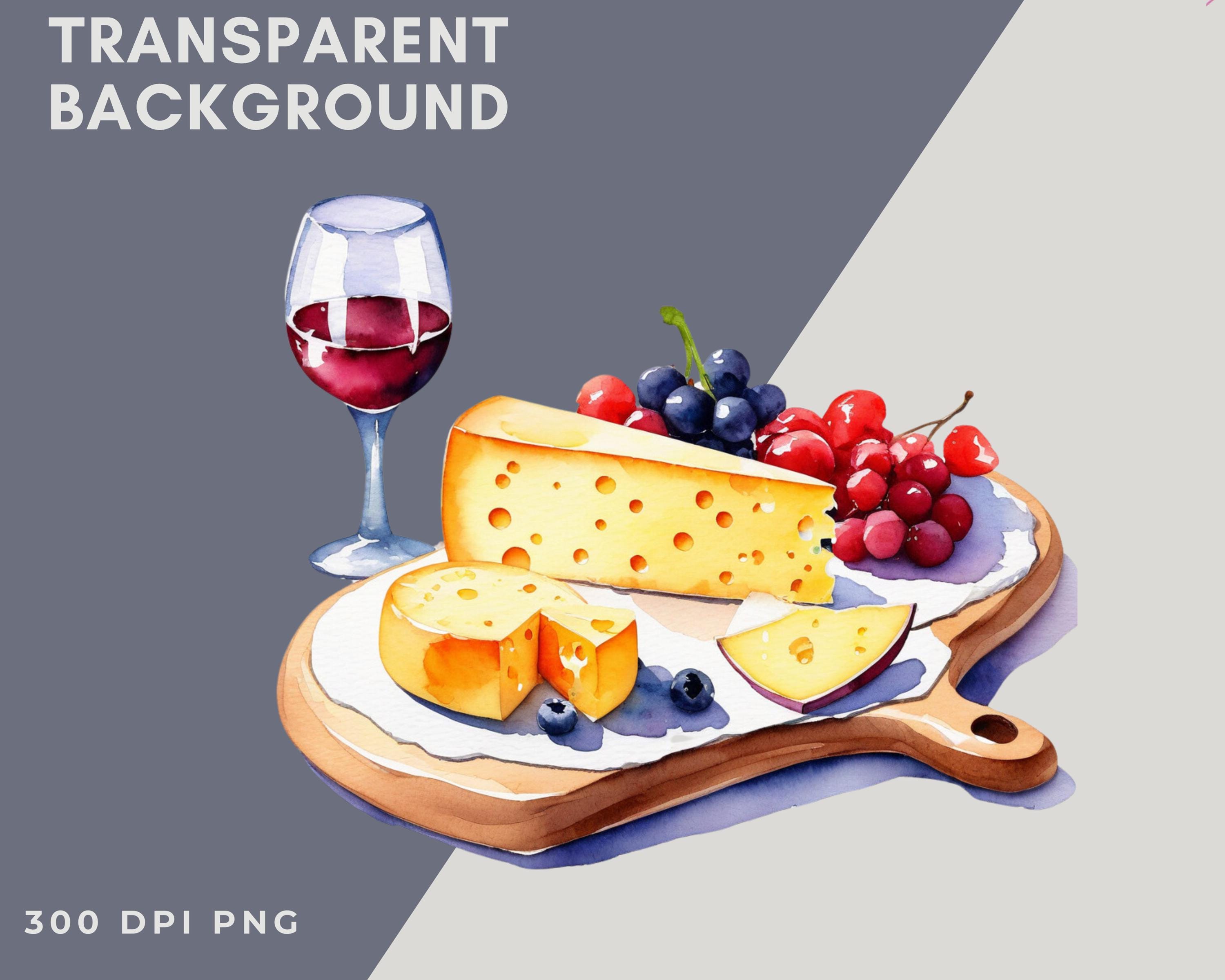 Cheese Board Clipart, Watercolor Cheese Board Clipart Bundle, Cheese ...