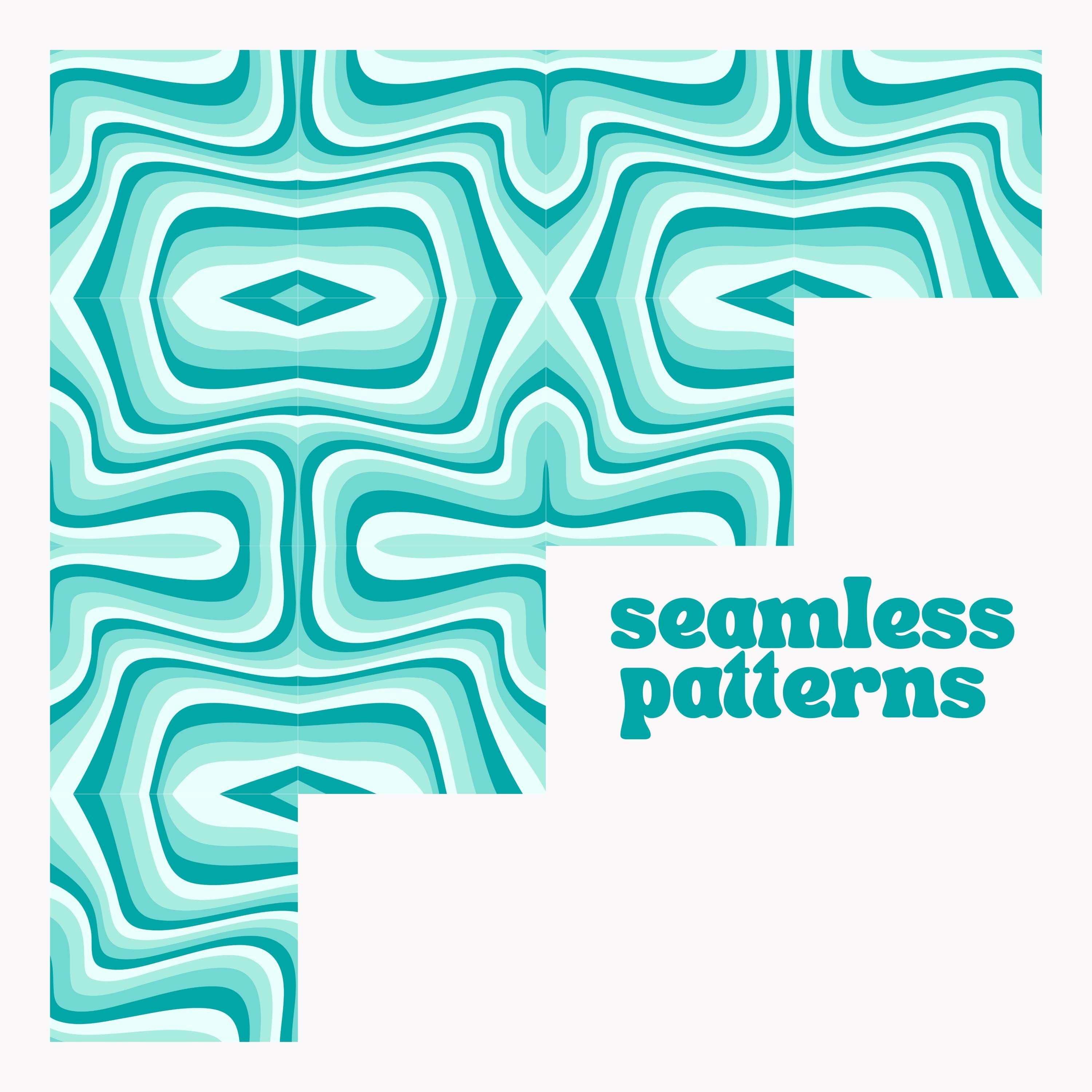 Retro Groovy Digital Paper, Turquoise Groovy Paper Pack, Seamless ...