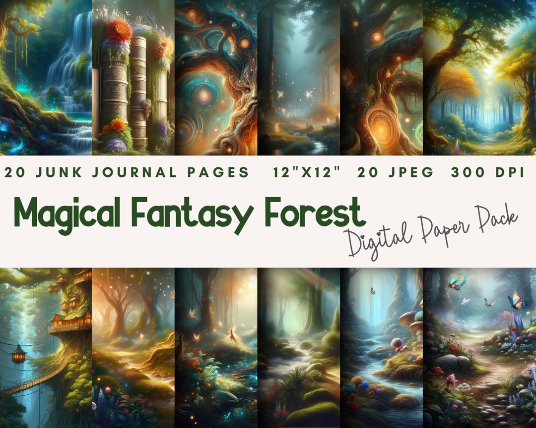 Fantasy Forest Digital Backdrop Enchanted Wood Digital Papers Fantasy ...