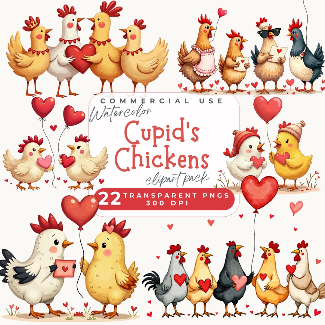 Chicken Valentine Clipart PNG Cupid's Chicken Collection Lover ...